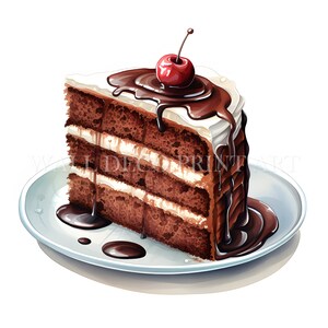 Slice of Chocolate Cakes Clipart - 10 High Quality Jpgs - Digital ...