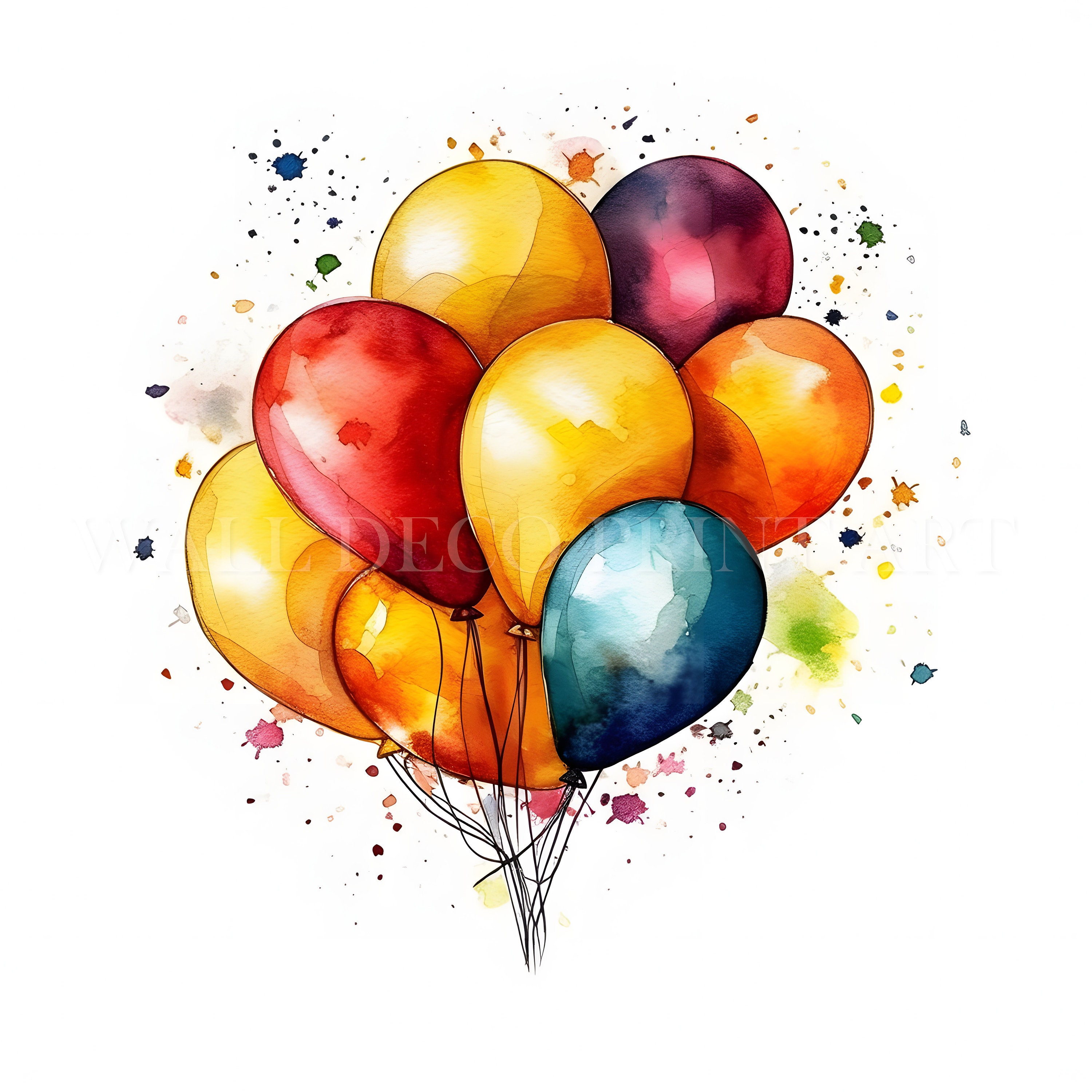 Colorful Party Balloons Clipart 10 High Quality Jpgs - Etsy