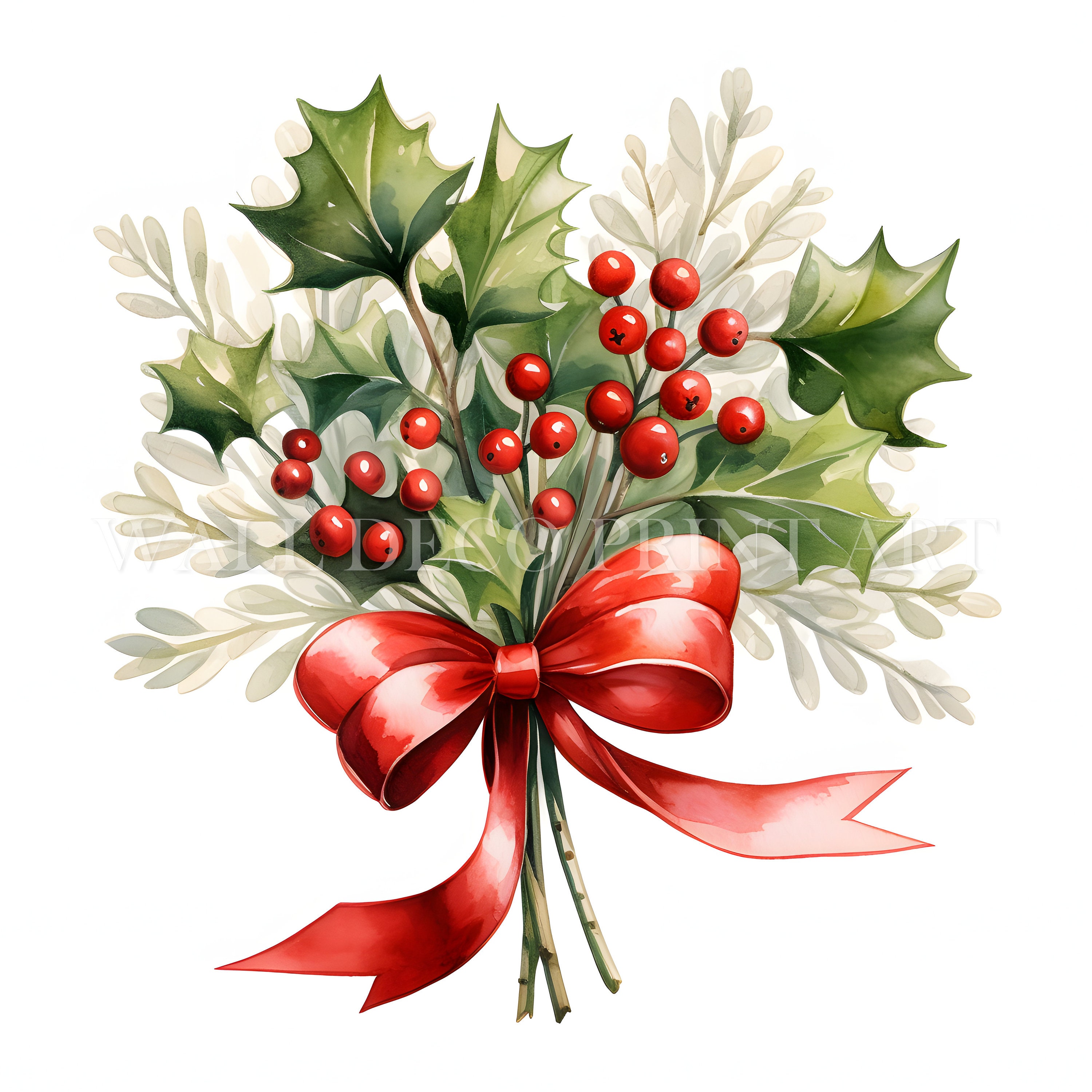 Christmas Mistletoe Clipart Bundle - 12 High Quality JPG - Digital ...