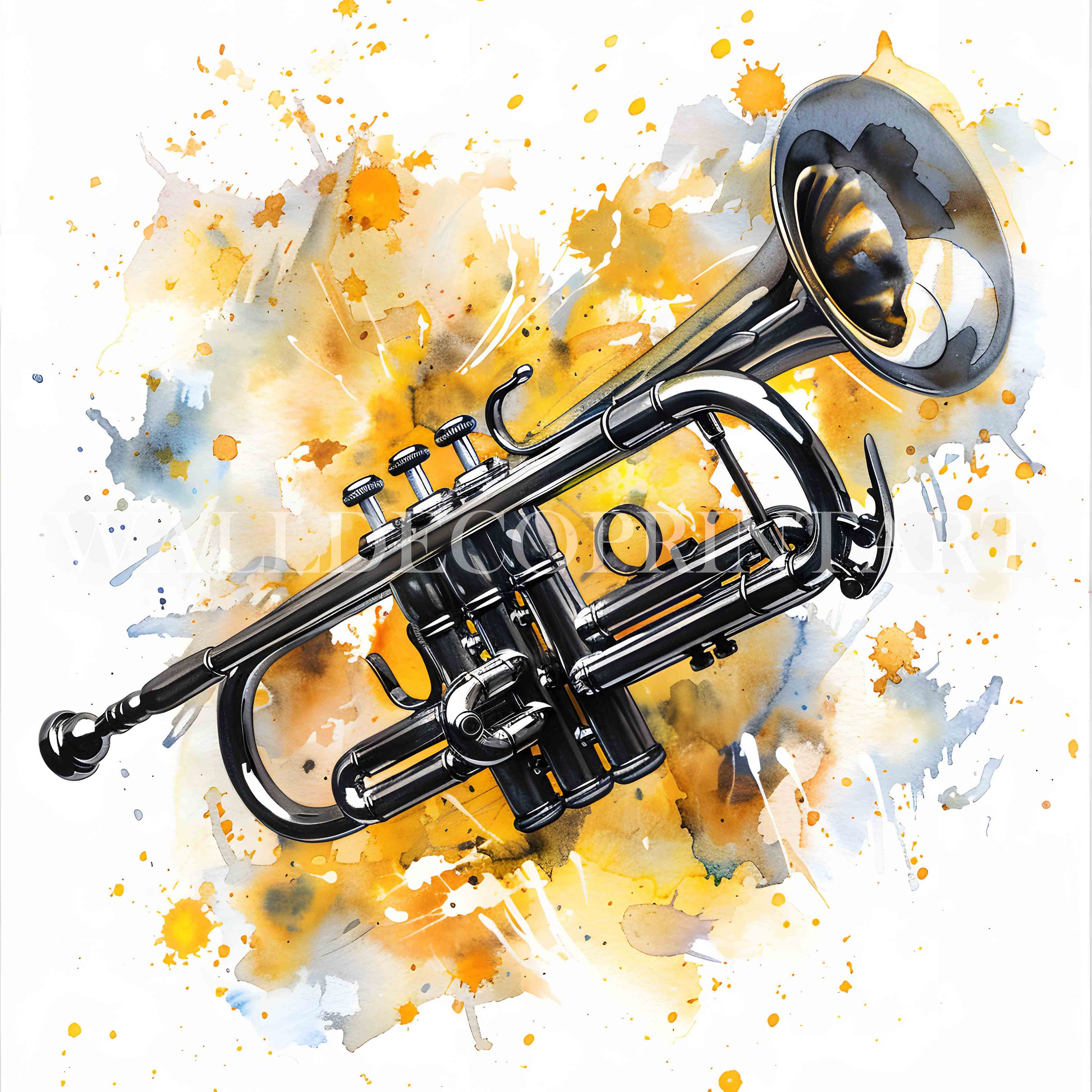 10 Modern Trumpet Clipart Bundle - High Quality Images - Digital ...