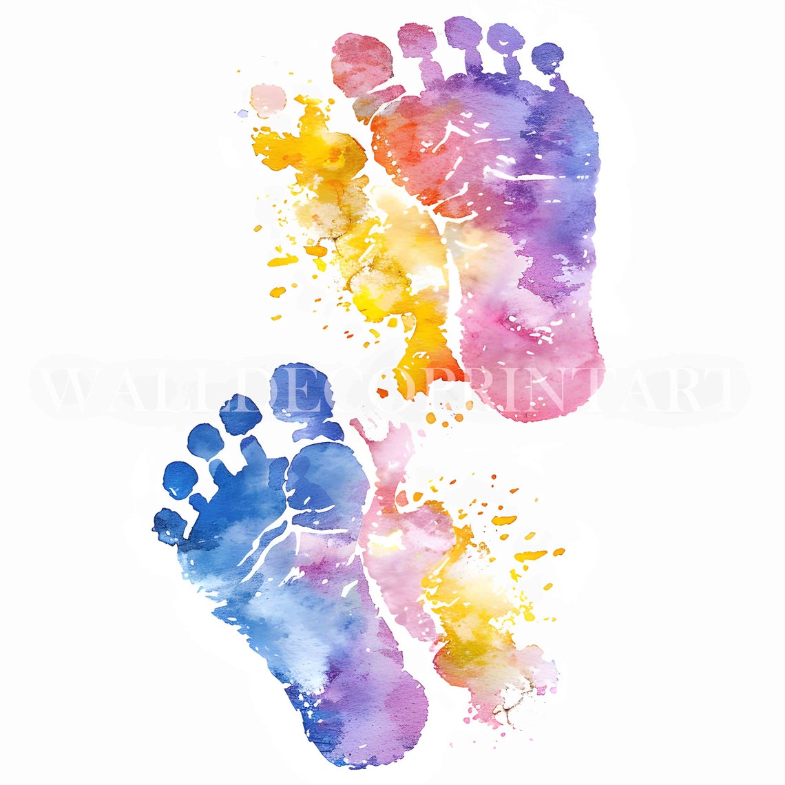 Colorful Baby Footprints Clipart - 6 High Quality Jpgs - Digital ...