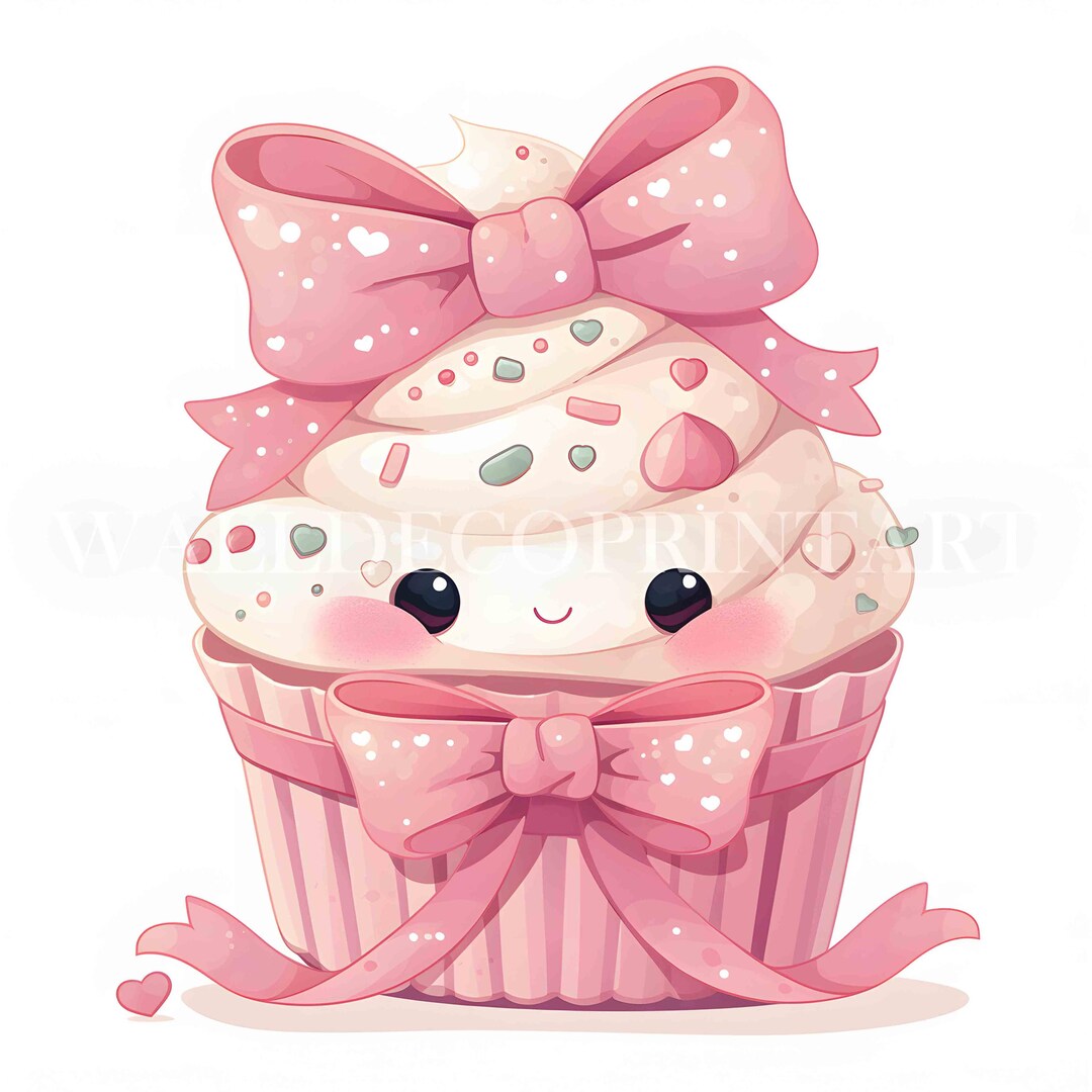 Cute Kawaii Cupcake Clipart Bundle - 10 High Quality Jpgs - Digital ...