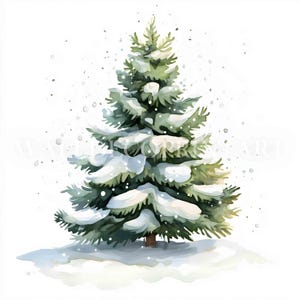 10 Winter Tree With Snow Clipart Bundle - High Quality Jpgs - Digital ...
