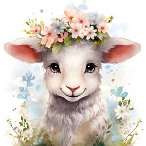 Lovely Spring Flower Lamb Clipart Bundle - 10 High Quality JPG ...