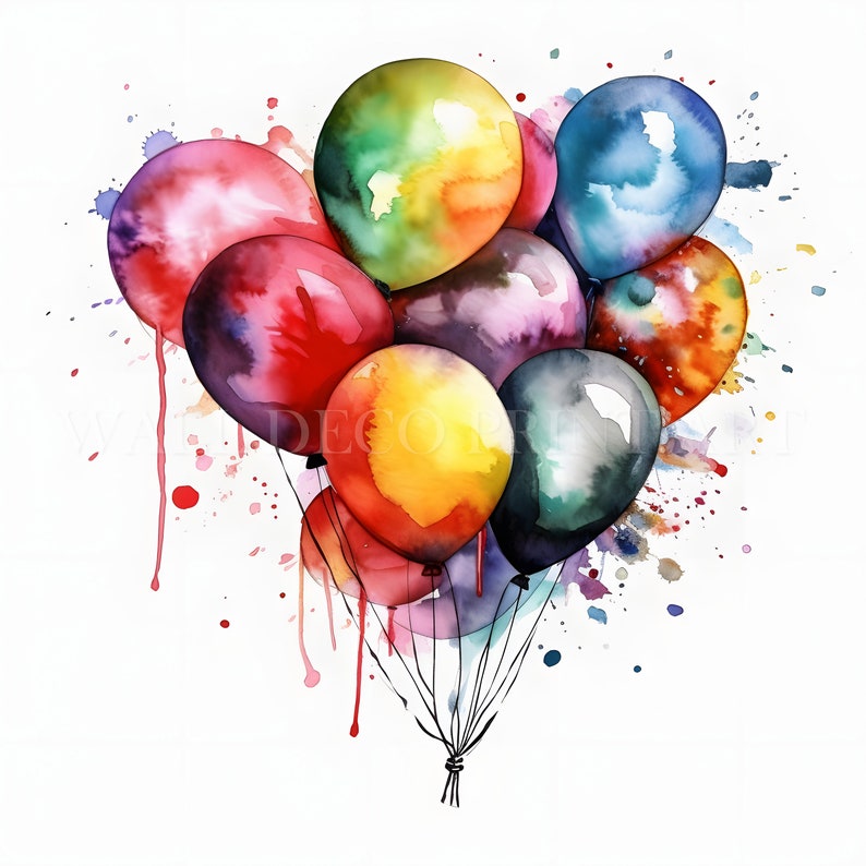 Colorful Party Balloons Clipart 10 High Quality Jpgs - Etsy