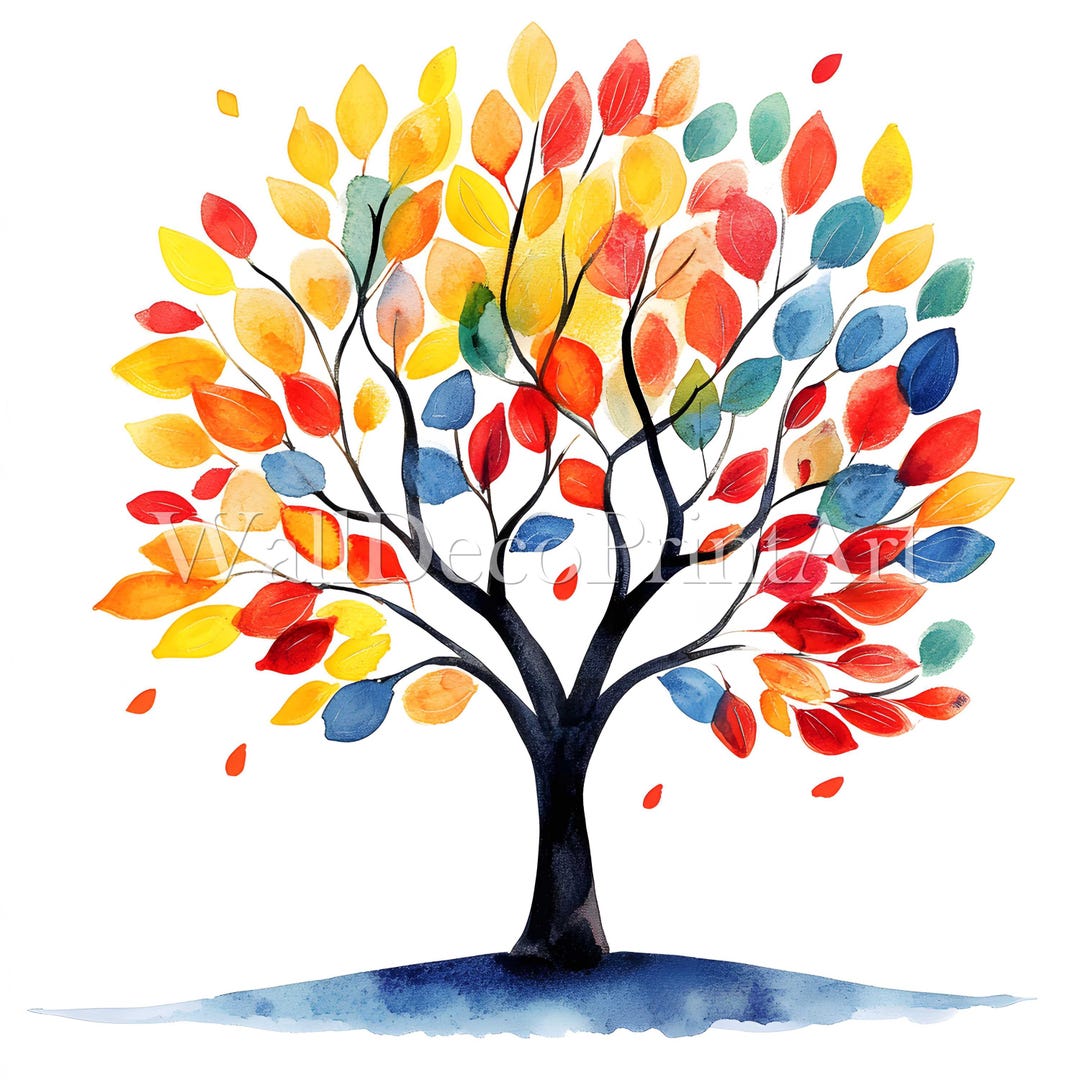 12 Simple Colorful Tree Clipart Bundle - High Quality JPG - Digital ...