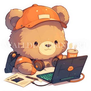 12 Fluffy Teddy Bear Programmer Clipart Bundle - High Quality JPG ...