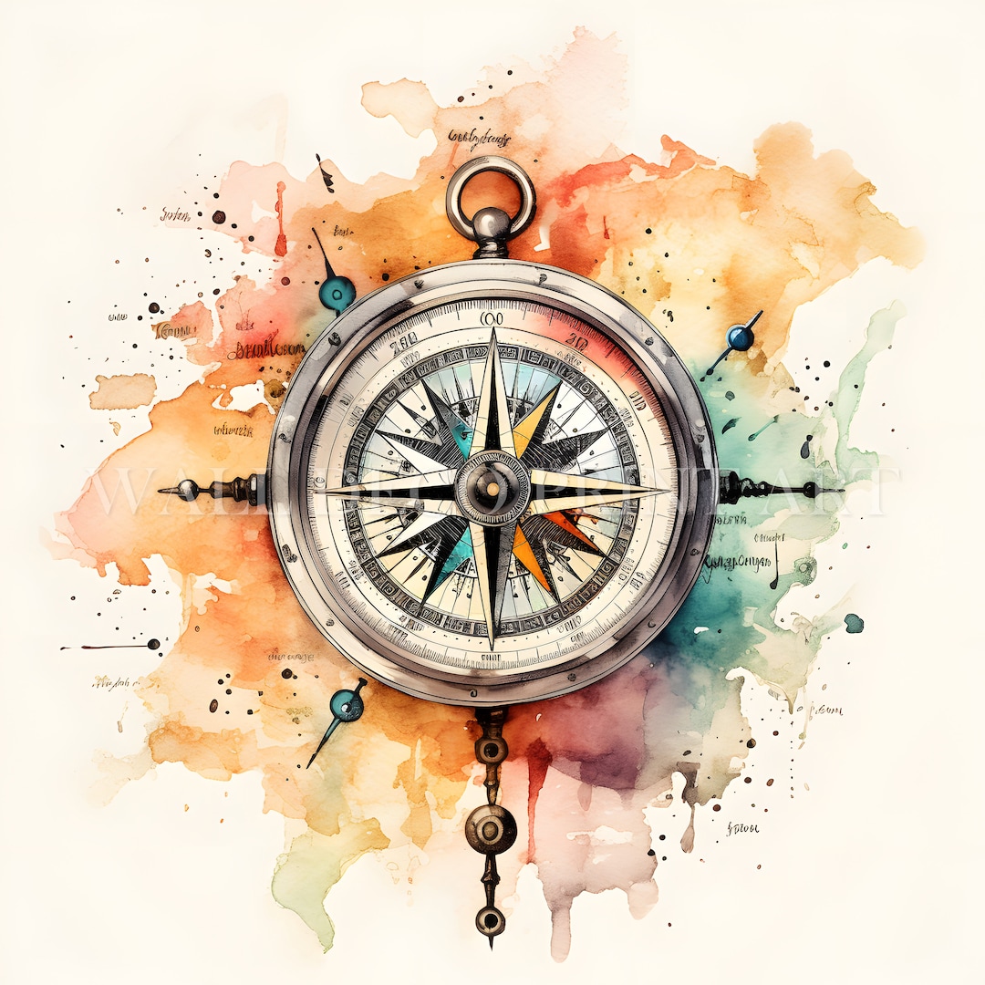 Watercolor Compass Clipart Bundle - 11 High Quality Jpgs - Digital ...