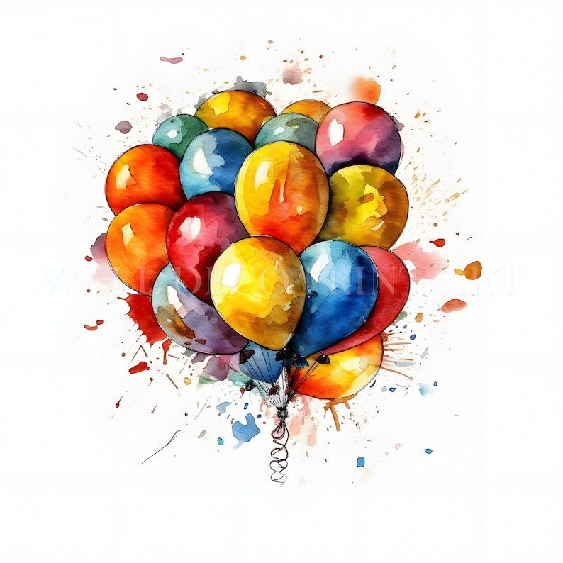 Colorful Party Balloons Clipart 10 High Quality Jpgs - Etsy