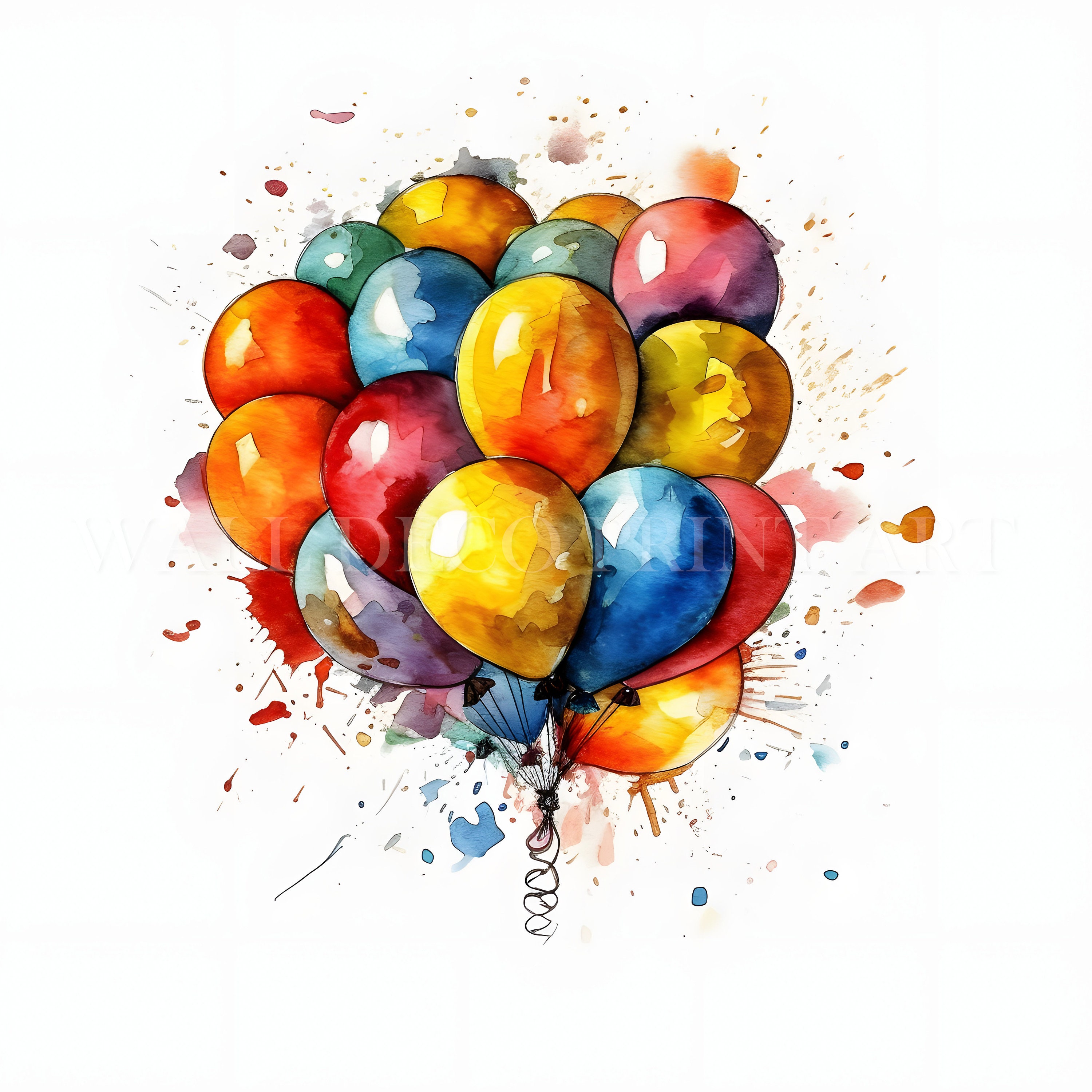 Colorful Party Balloons Clipart 10 High Quality Jpgs - Etsy