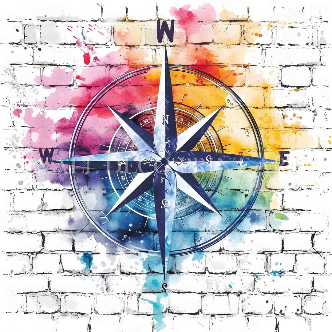 Colorful Compass Clipart Bundle 12 High Quality Jpgs Digital Downloads ...