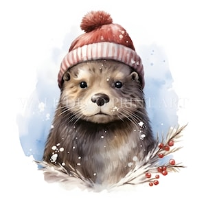 Christmas Otter Clipart Bundle - 10 High Quality JPG - Digital ...