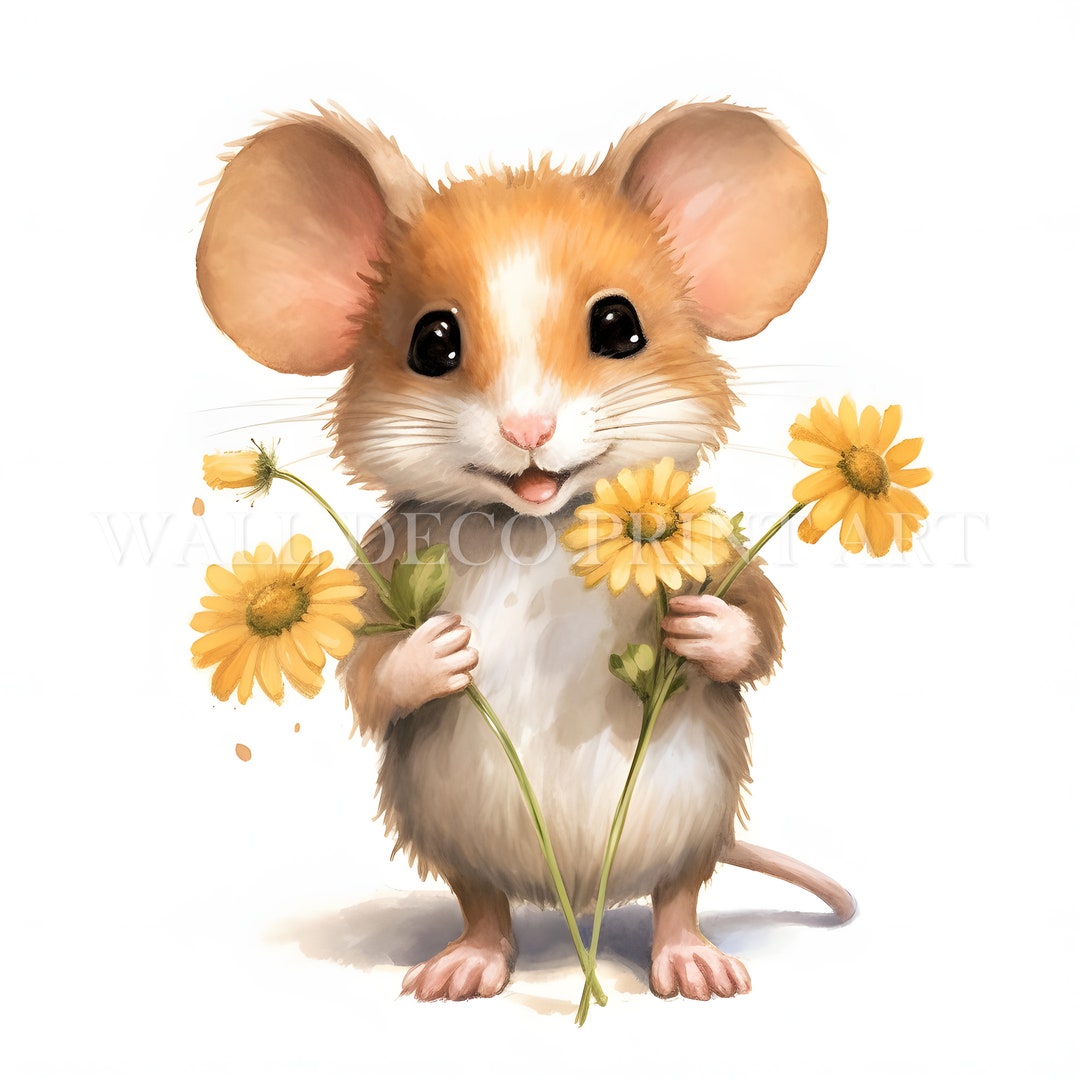 Cute MOUSE With Flower Clipart Bundle - 11 High Quality Jpgs - Digital Downloads - Commercial ...