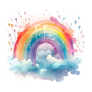 Colorful Rainbows Clipart - 1 PNG & 10 High Quality Jpgs - Digital ...