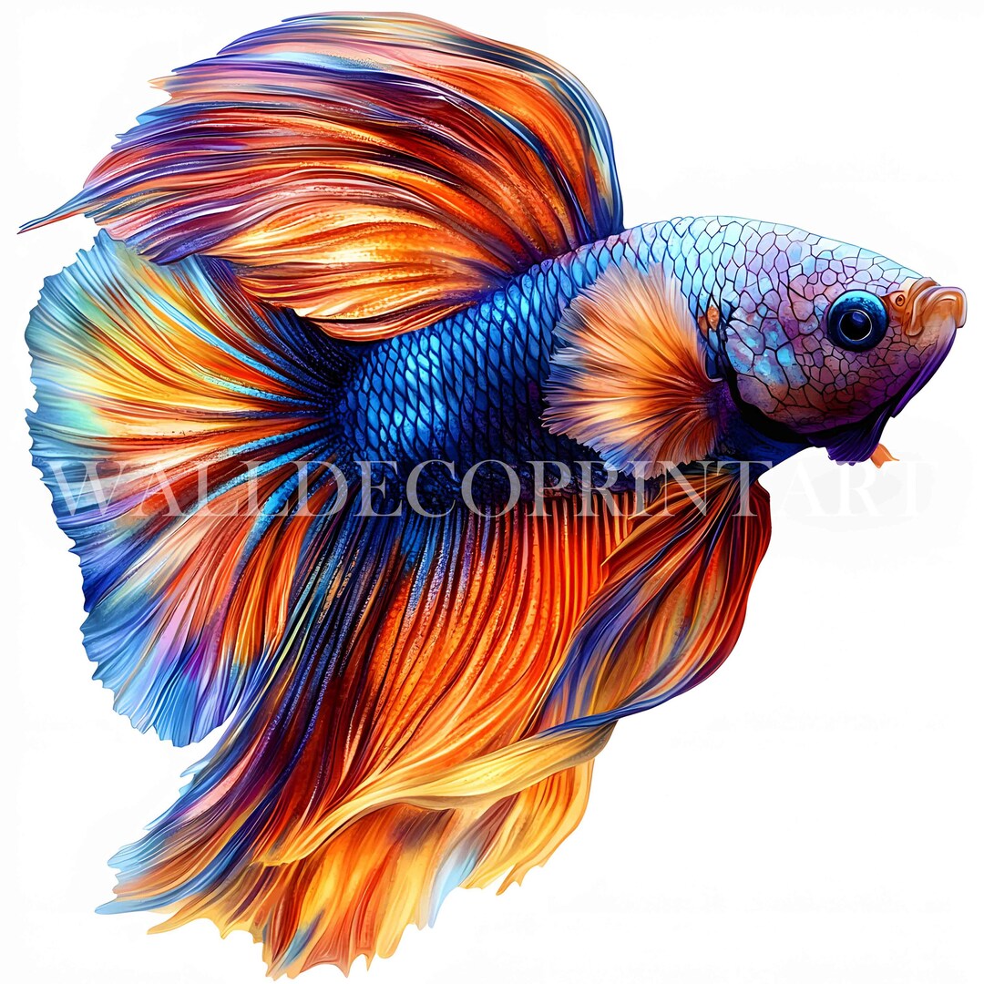10 Vibrant Betta Fish Clipart Bundle - High Quality Jpgs - Digital ...
