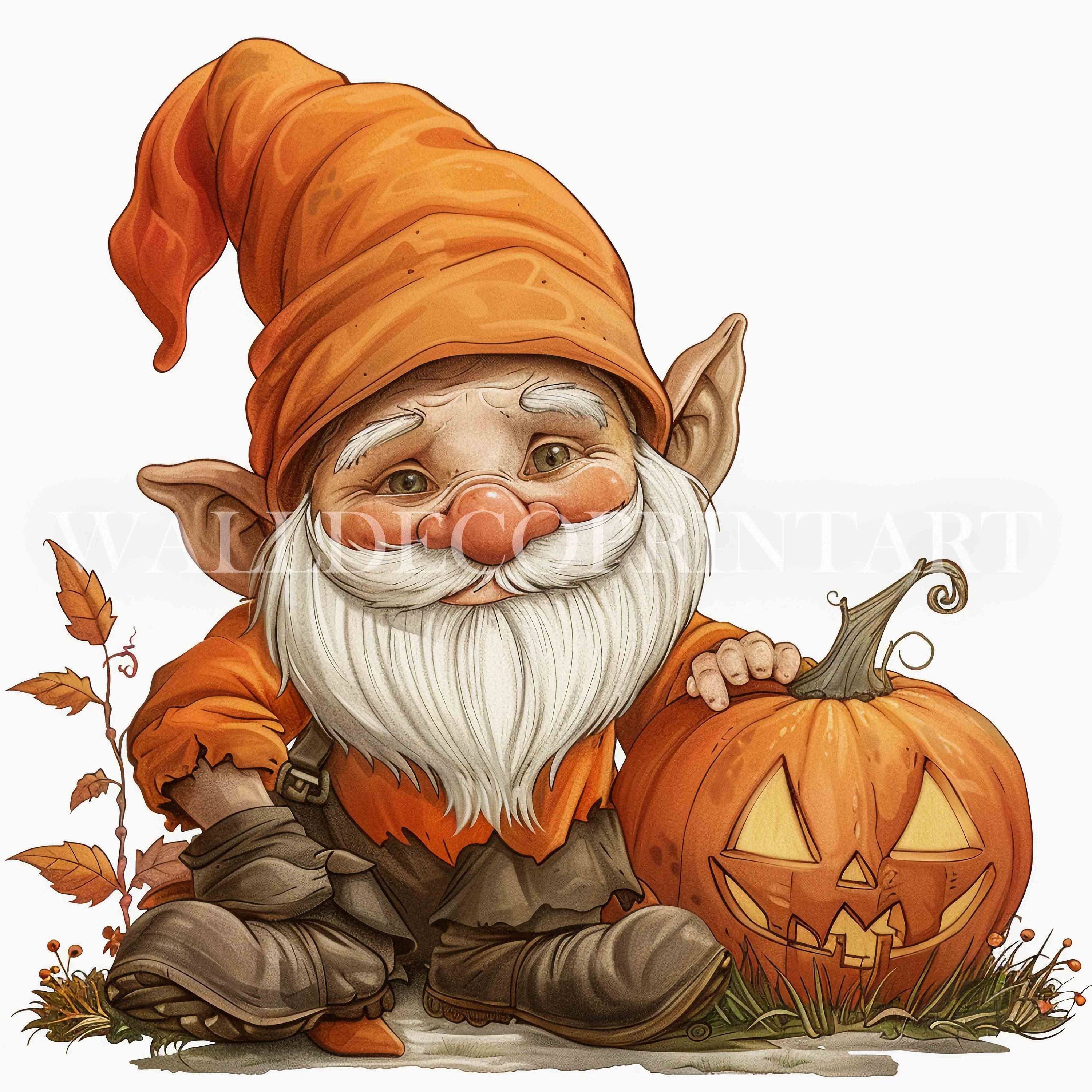 17 Cute Halloween Gnome Clipart Bundle - High Quality Images - Digital ...
