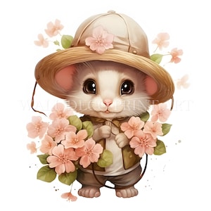 Cute Spring Flower Mouse Clipart Bundle - 10 High Quality JPG - Digital ...