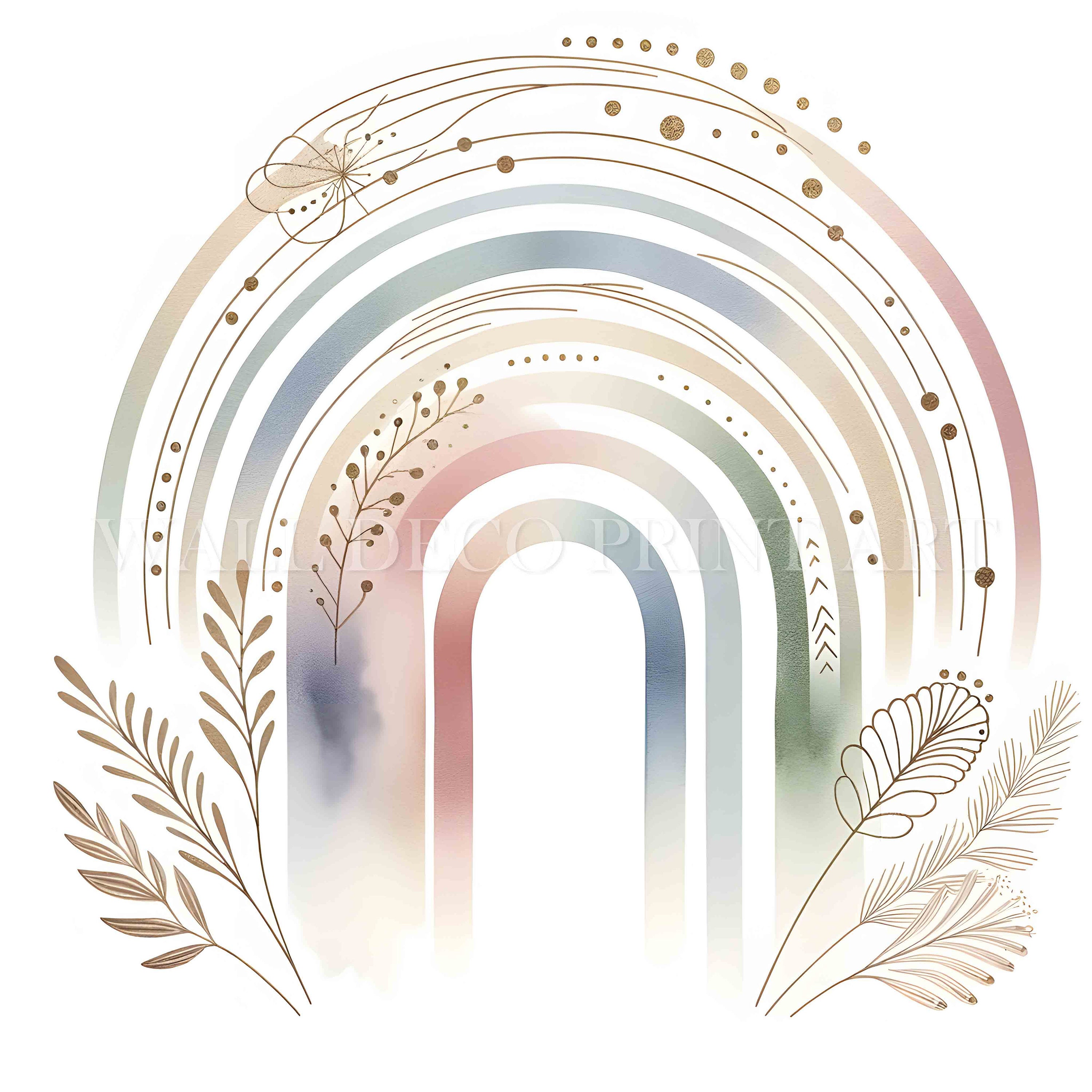 Pastel Boho Rainbows Clipart - 10 High Quality Images - Digital ...