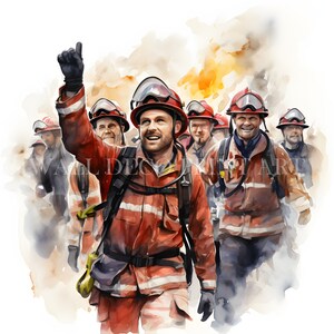 Happy Firefighters Clipart Bundle - 11 High Quality Jpgs - Digital ...