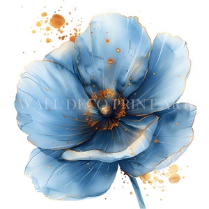 Blue & Gold Abstract Flowers Clipart Bundle - 13 High Quality Jpgs ...