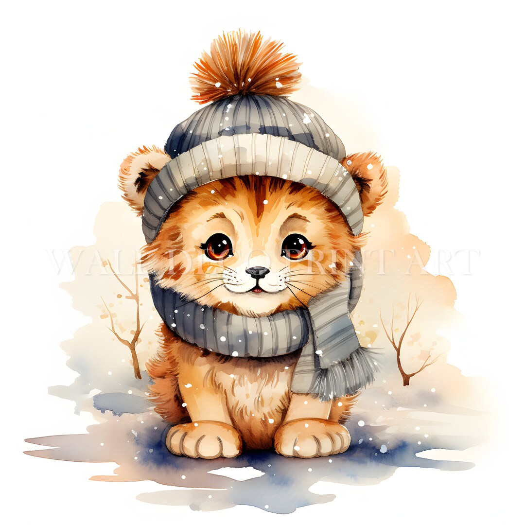 Cute Christmas Lion Clipart Bundle - 10 High Quality JPG - Digital ...