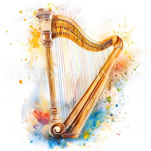 10 Beautiful Harp Clipart Bundle - High Quality Images - Digital ...