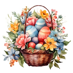 Easter Baskets Clipart Bundle SET 2 - 11 High Quality JPG - Digital ...