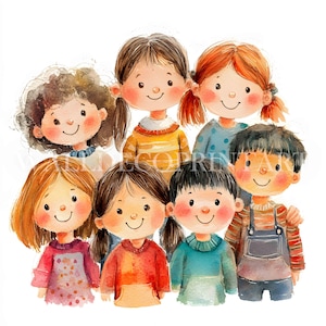 10 Happy Childrens Clipart Bundle - High Quality Jpgs - Digital ...