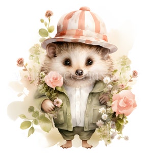 Cute Spring Flower Hedgehog Clipart Bundle - 10 High Quality JPG ...