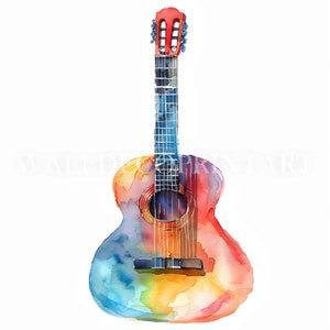 10 Colorful Guitar Clipart Bundle - High Quality Images - Digital ...