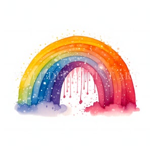 Colorful Rainbows Clipart - 1 PNG & 10 High Quality Jpgs - Digital ...