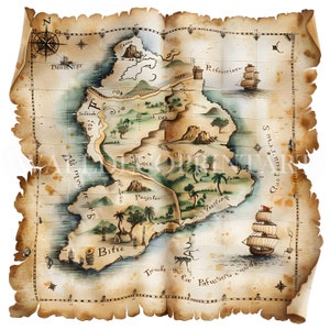 12 Fantasy Treasure Map Clipart Bundle - High Quality JPG - Digital ...