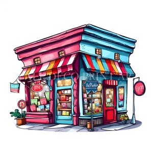 Lovely Colorful Shop Clipart - 10 High Quality Jpgs - Digital Downloads ...