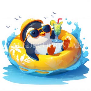 11 Penguin on Beach Clipart Bundle - High Quality JPG - Digital ...