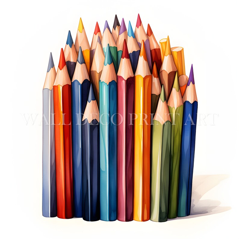 Colorful Pencils Clipart - 10 High Quality Jpgs - Digital Downloads ...