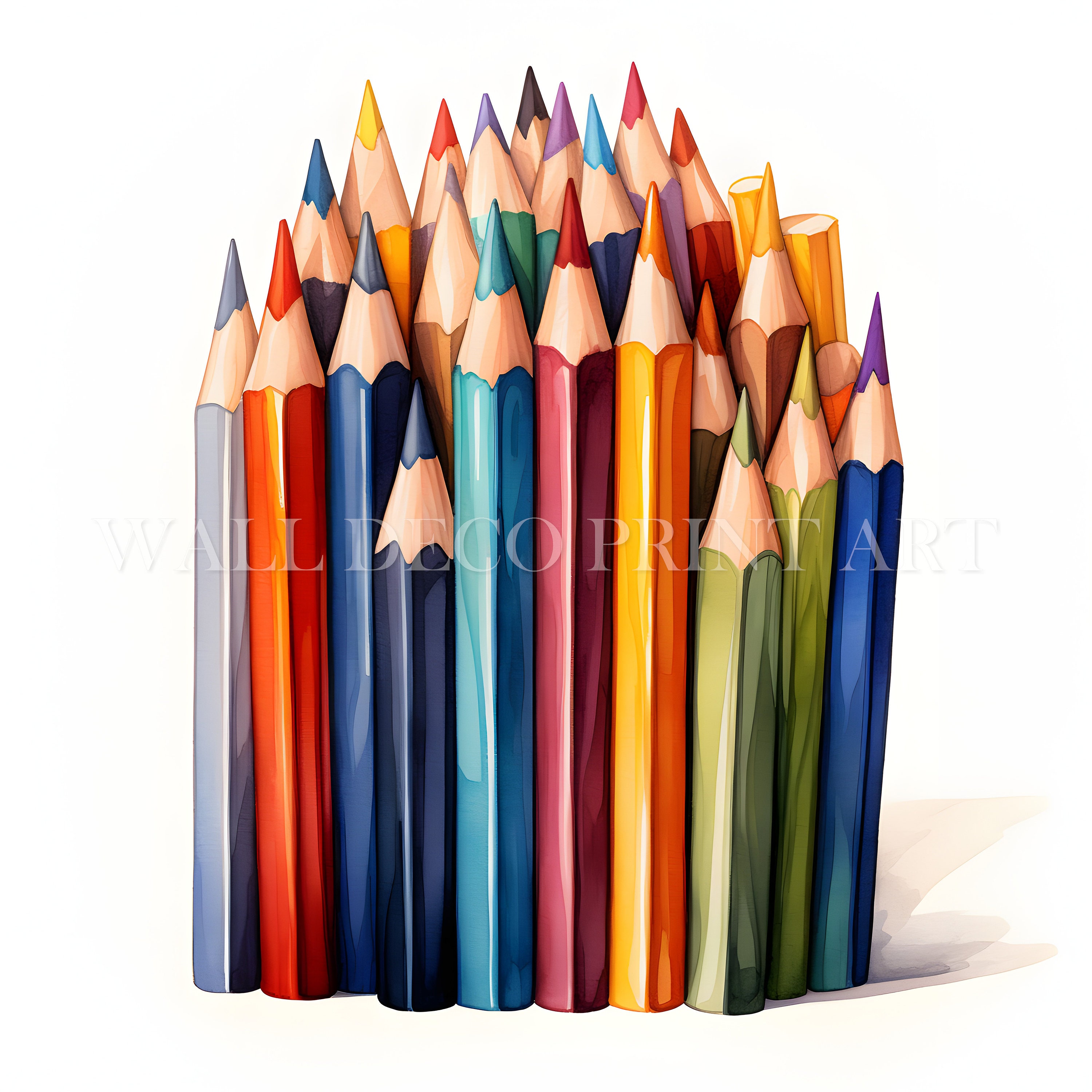 Colorful Pencils Clipart - 10 High Quality Jpgs - Digital Downloads ...