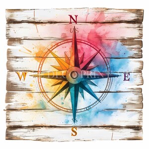 Colorful Compass Clipart Bundle - 12 High Quality Jpgs - Digital ...