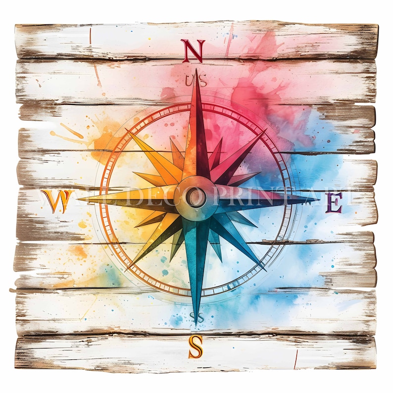 Colorful Compass Clipart Bundle - 12 High Quality Jpgs - Digital ...