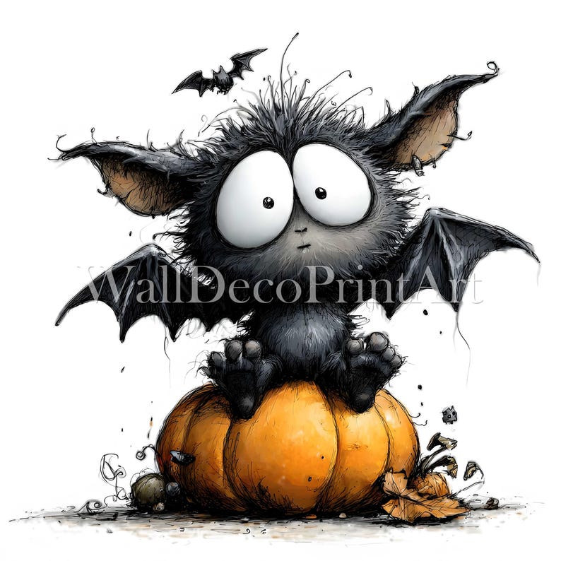 10 Quirky Halloween Bat Clipart Bundle - High Quality Images - Digital ...