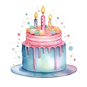 Pastel Birthday Cake Clipart Bundle 10 High Quality JPG Digital ...