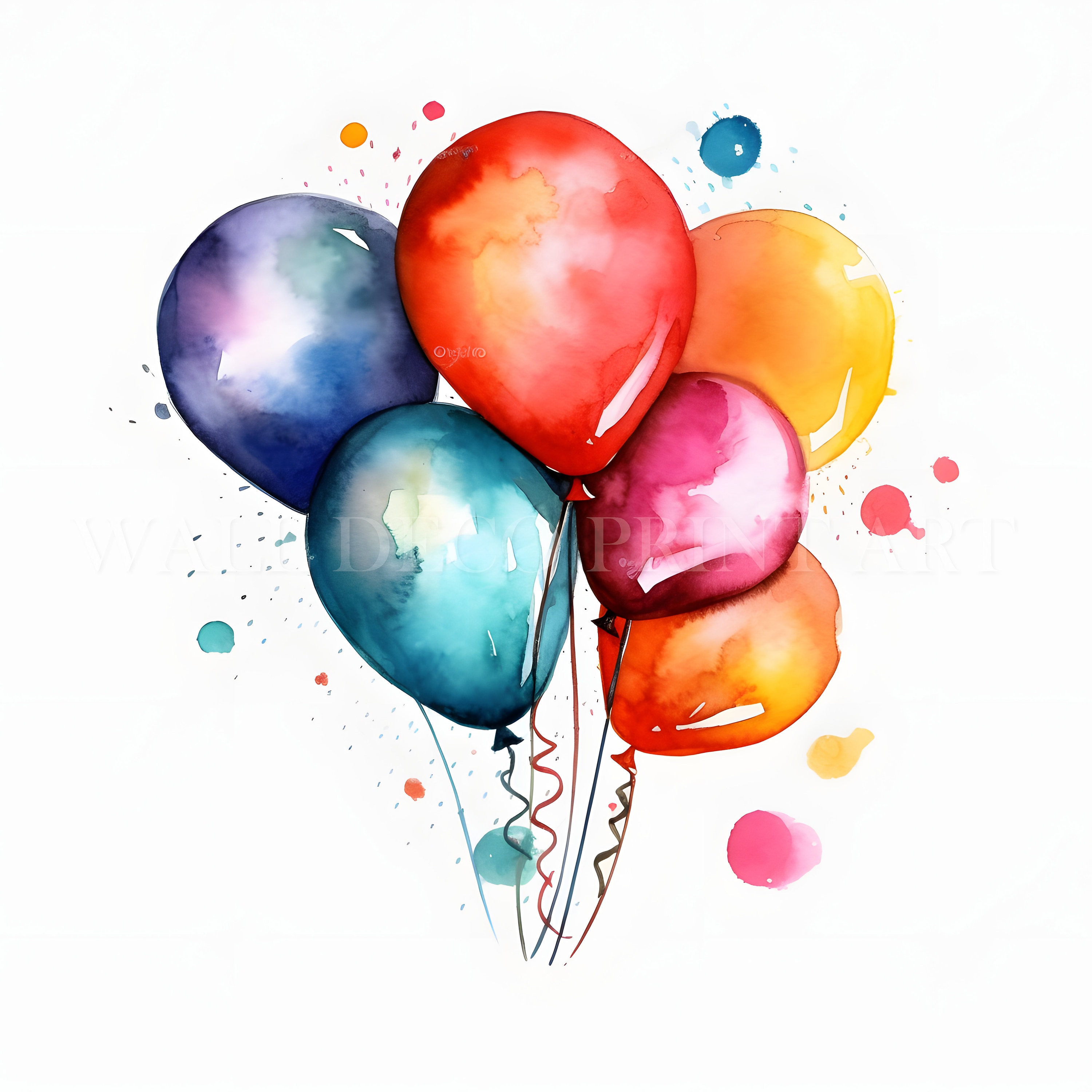 Colorful Party Balloons Clipart - 10 High Quality Jpgs - Digital ...