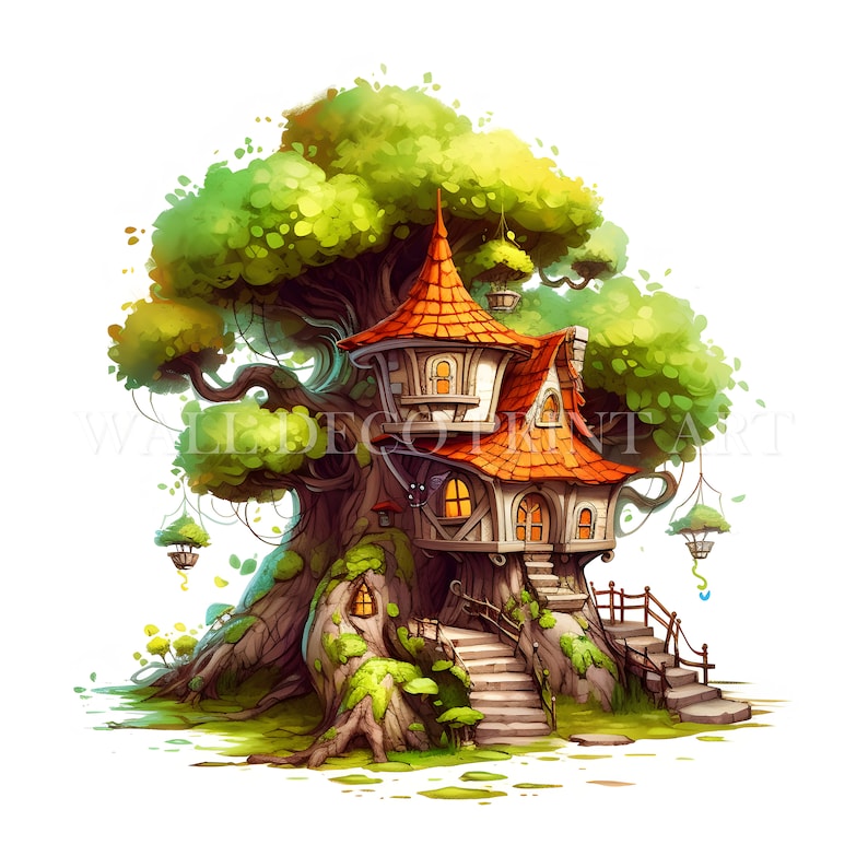 Watercolor Magic Treehouse Clipart Bundle - 10 High Quality Jpgs ...