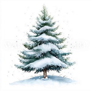 10 Winter Tree With Snow Clipart Bundle - High Quality Jpgs - Digital ...