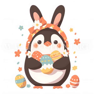10 Cute Easter Penguin Clipart Bundle - High Quality JPG - Digital ...