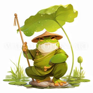 26 Cute Ninja Frog Clipart Bundle - High Quality Jpgs - Digital ...