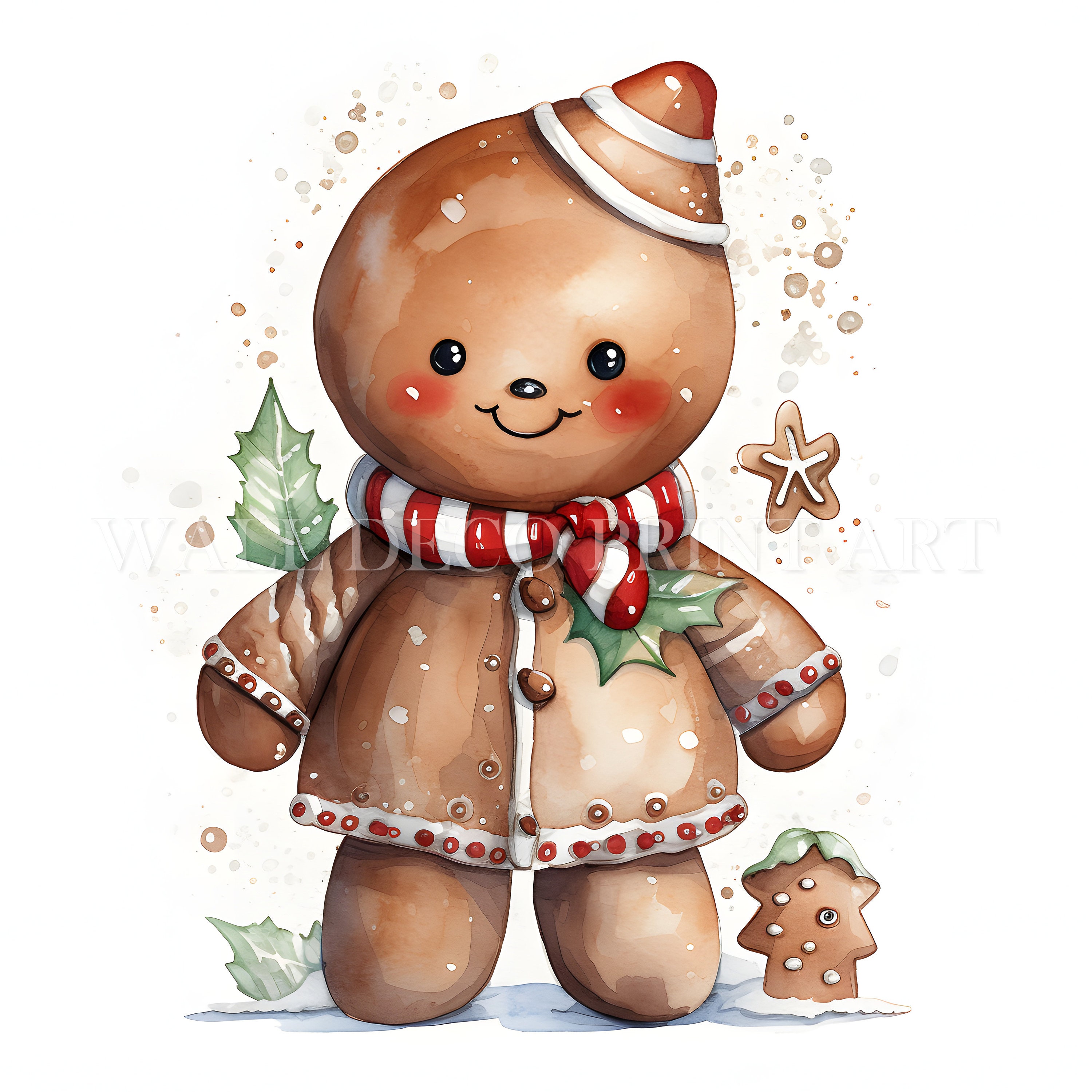 Cute Gingerbread Man Clipart Bundle 12 High Quality JPGS - Etsy