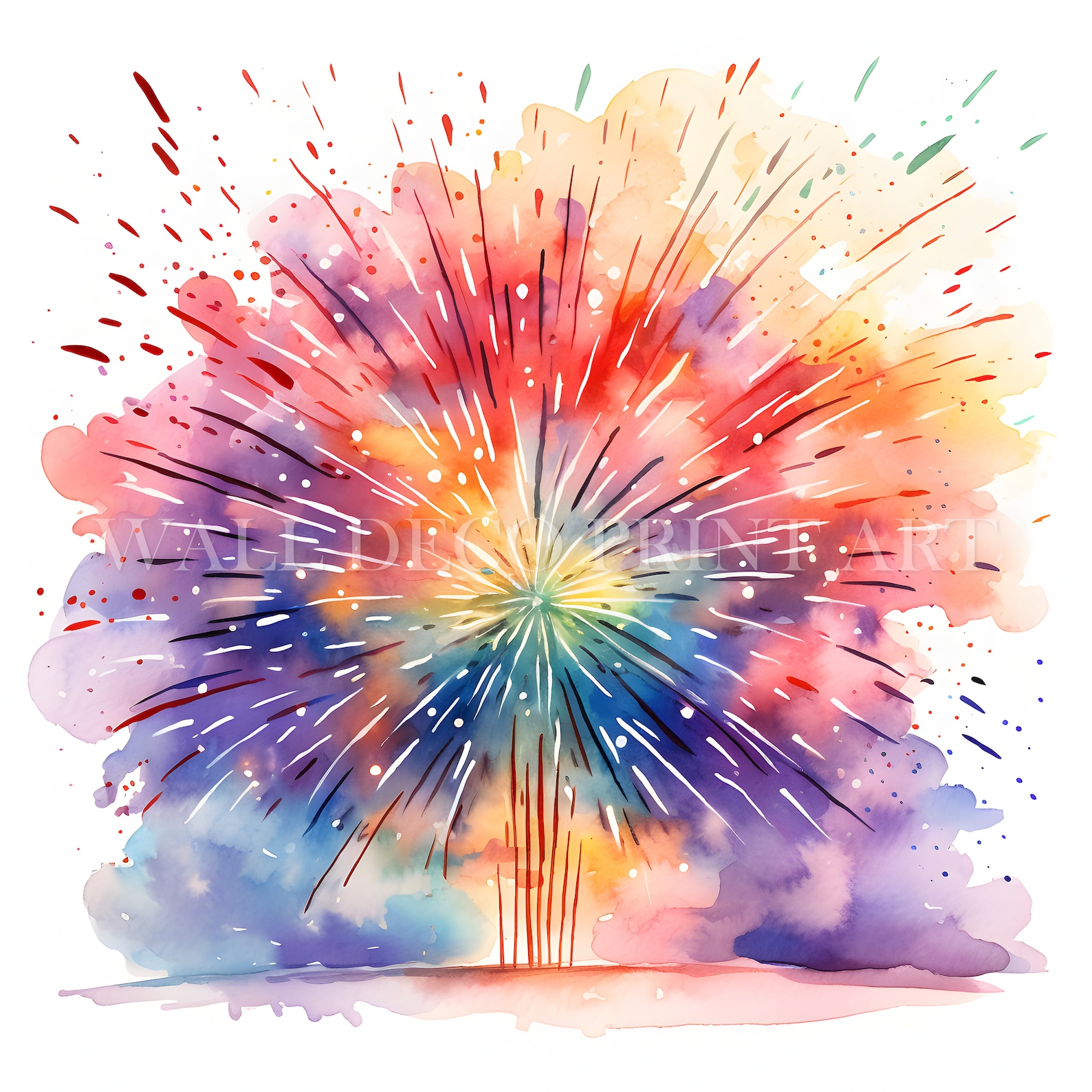 Colorful Firework Clipart Bundle - 10 High Quality Jpgs - Digital ...