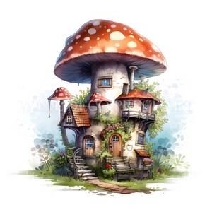 Watercolor Toadstood House Clipart Bundle - 10 High Quality Jpgs ...