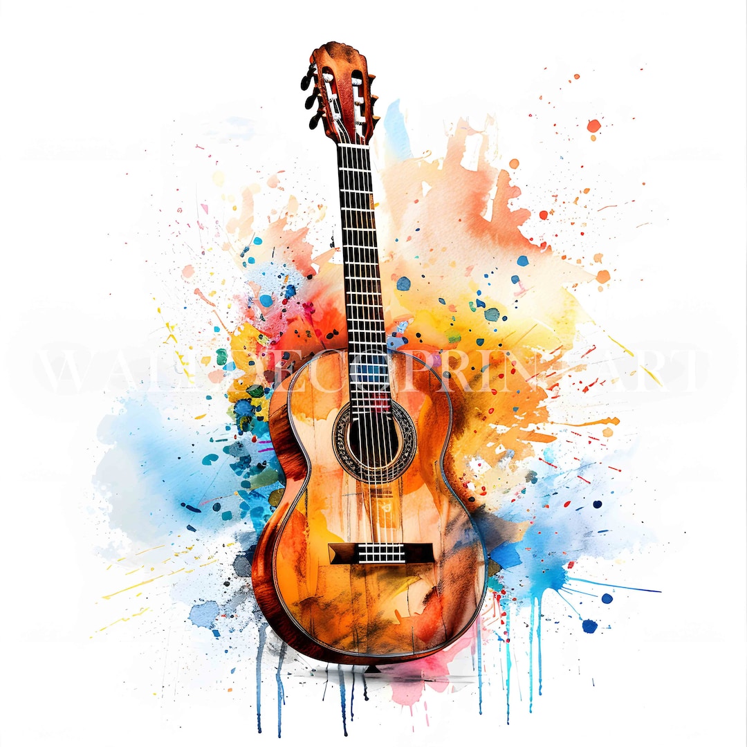 10 Colorful Guitar Clipart Bundle - High Quality Images - Digital ...