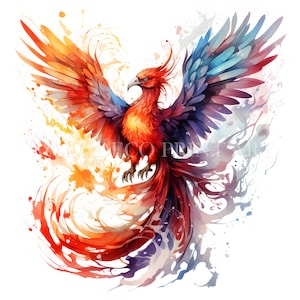 Flaming Phoenix Clipart Bundle - 10 High Quality Jpgs - Digital ...